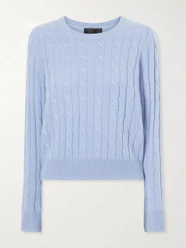 NILI LOTAN Silvie Cable-knit Cashmere Sweater - Blue