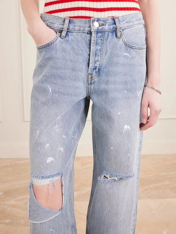 Still Here Painter Distressed Straight-leg Jeans - Blue