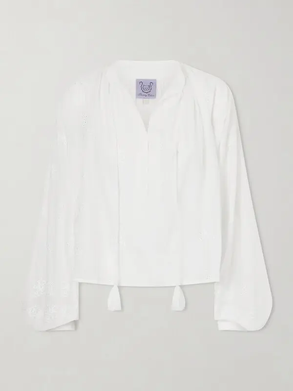 Thierry Colson Guise Embroidered Cotton Blouse