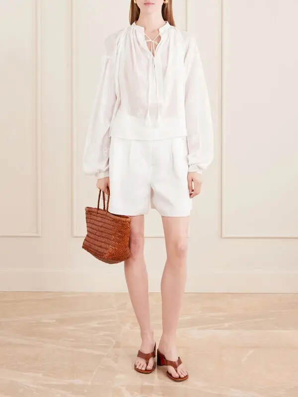 Thierry Colson Guise Embroidered Cotton Blouse