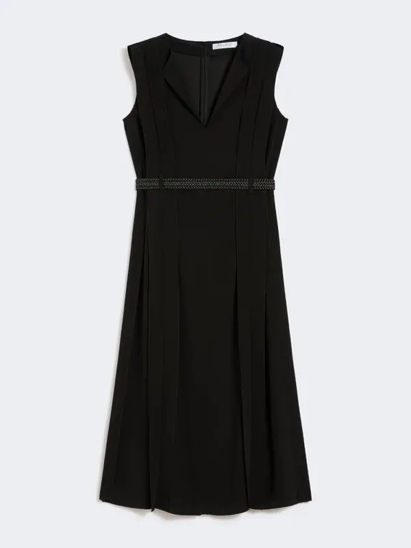 Max Mara Sleeveless Envers Satin Midi Dress With V-cut Detail