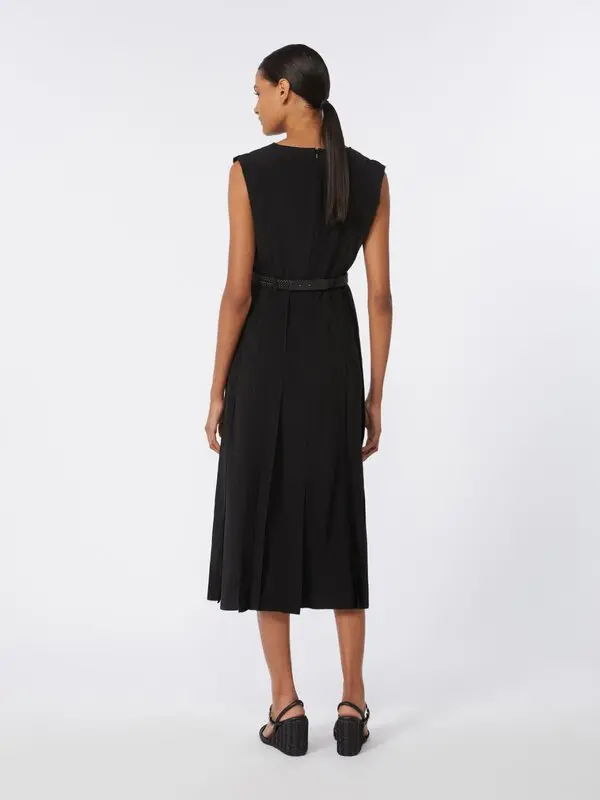 Max Mara Sleeveless Envers Satin Midi Dress With V-cut Detail