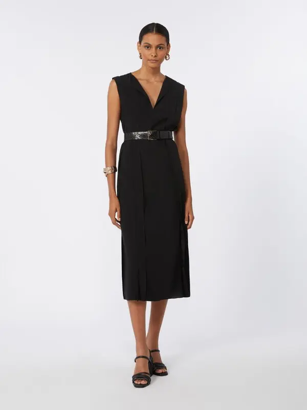 Max Mara Sleeveless Envers Satin Midi Dress With V-cut Detail