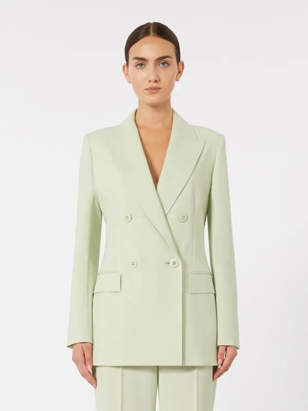 Max Mara Fitted Wool Crepe Blazer - Green