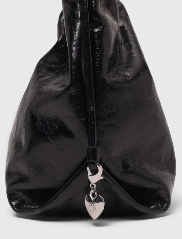 Maje M Tote Crackled Leather Bag - Black