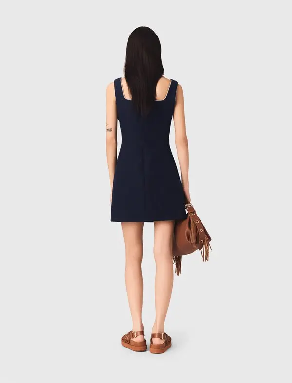 Maje Linen-blend Short Dress With Rhinestone Trim
