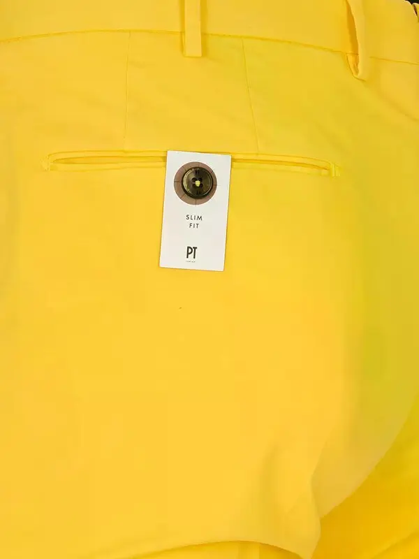 PT TORINO Slim Fit Tailored Trousers - Yellow