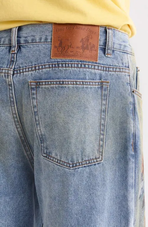 ONE OF THESE DAYS Allover Print Straight Leg Jeans