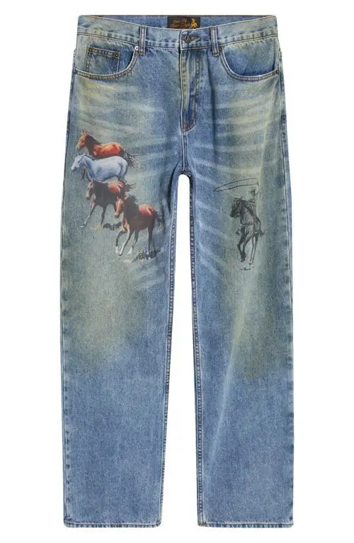 ONE OF THESE DAYS Allover Print Straight Leg Jeans