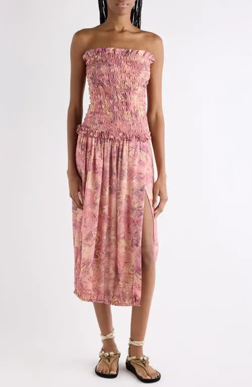 Isabel Marant Étoile Strapless Printed Silk Midi Dress