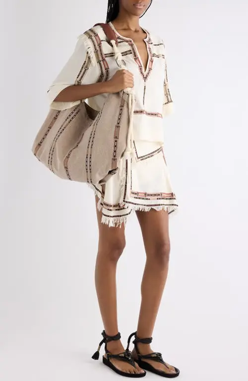Isabel Marant Étoile Feriel Embroidered Silk Wrap Skirt With Fringe - Ecru