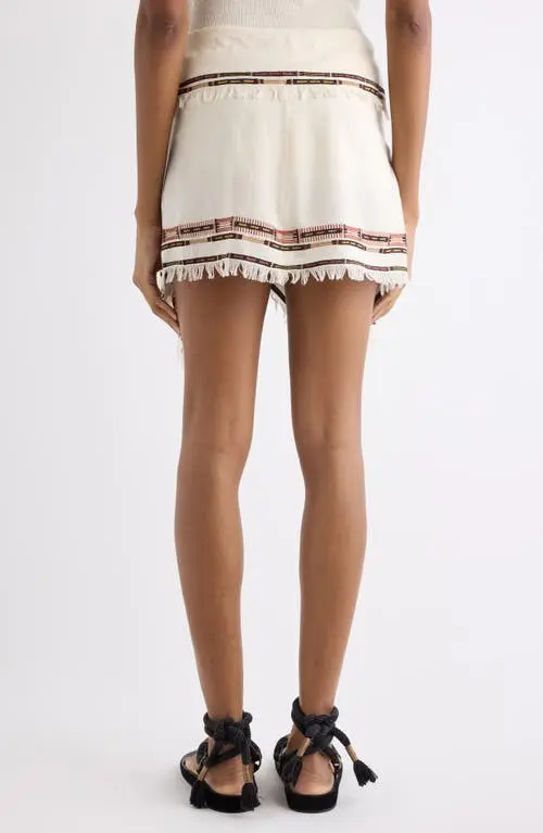 Isabel Marant Étoile Feriel Embroidered Silk Wrap Skirt With Fringe - Ecru