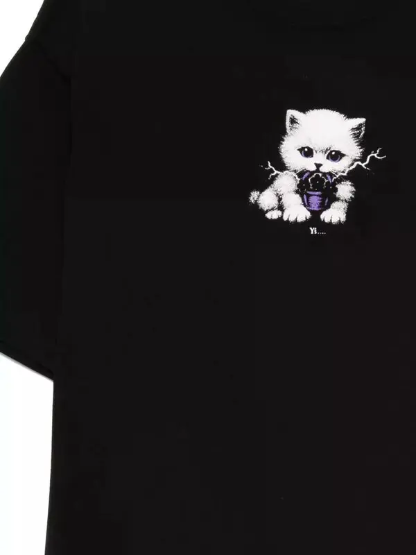 Y’s Cat Print Short Sleeve T-shirt