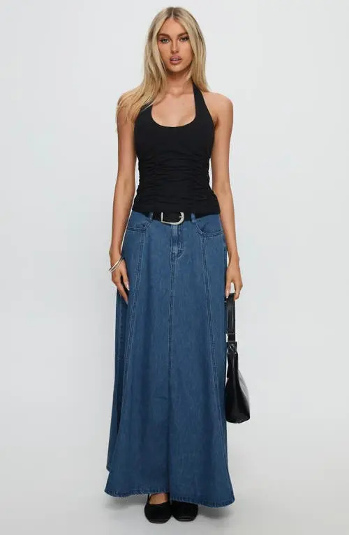 Princess Polly Nataliya Recycled Cotton Ruched Halter Top - Black