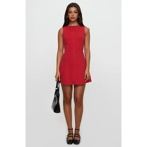 Princess Polly Dollie Linen Blend Button-up Mini Dress - Red
