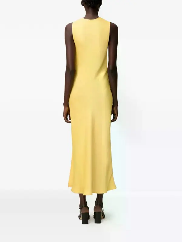 Claudie Pierlot Flowy Satin Maxi V-neck Dress - Yellow