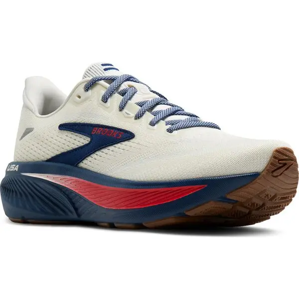 Brooks Ghost 18 Running Shoe - Coconut/red/blue