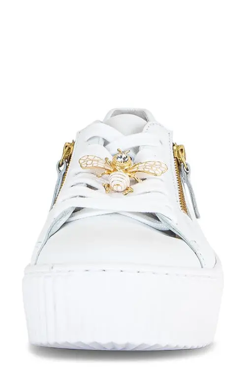 Gabor Platform Zip Sneaker - White/gold