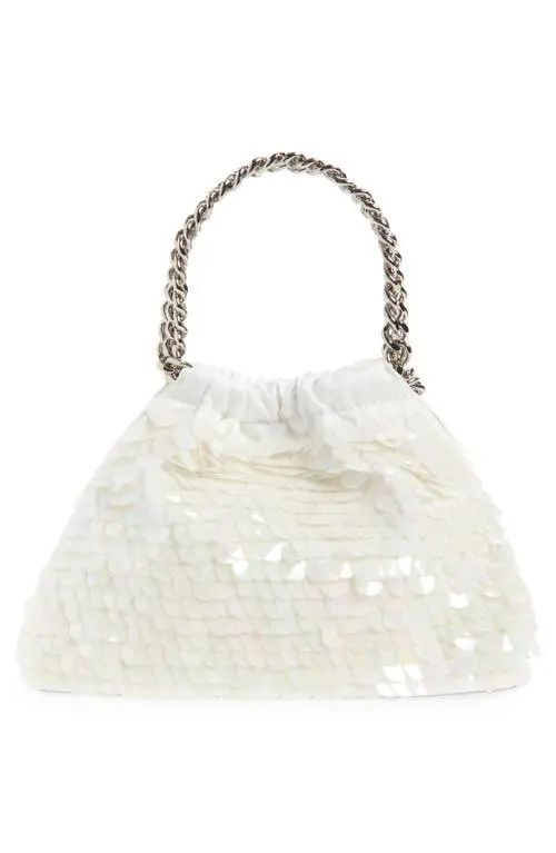 Stella McCartney Mini Falabella Sequin Drawstring Bag - White