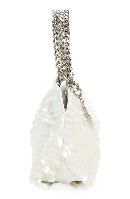 Stella McCartney Mini Falabella Sequin Drawstring Bag - White