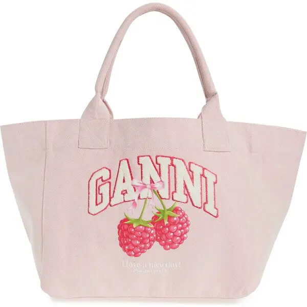 GANNI Medium Trapeze Canvas Shopper Bag - Egret
