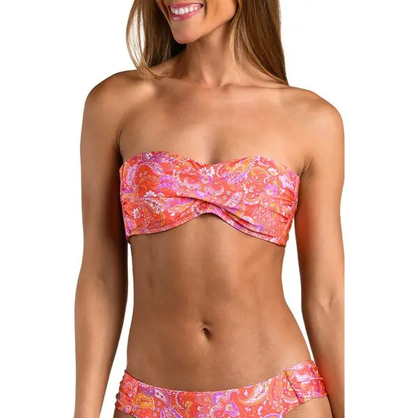 SUNSHINE 79 Paisley Daze Bandeau Bikini Top - Orange Multi