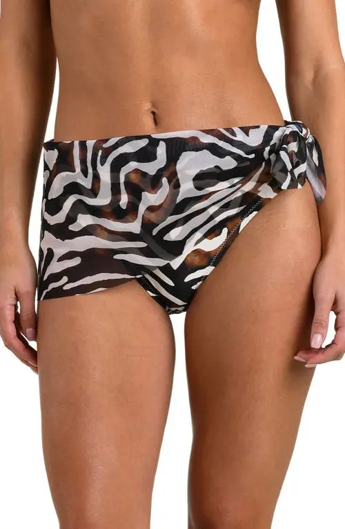 SUNSHINE 79 Printed Bikini Bottoms With Sash Overlay - Brown Multi