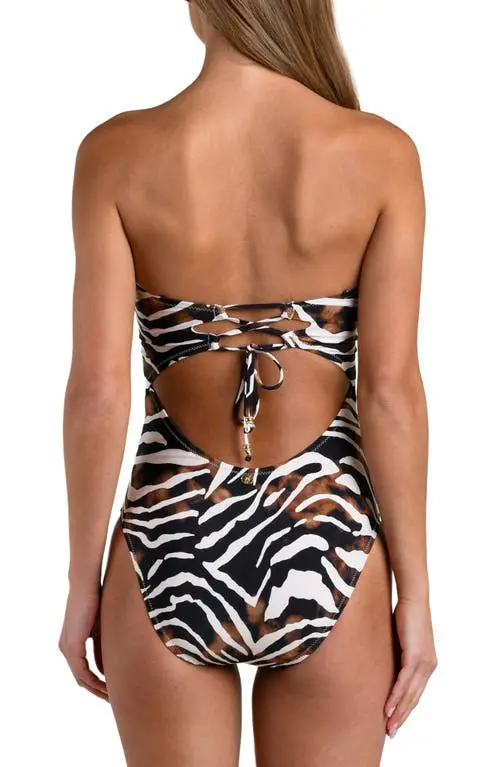 SUNSHINE 79 One-piece Bandeau Swimsuit With Lace-up Back