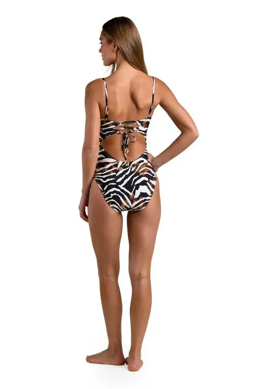 SUNSHINE 79 One-piece Bandeau Swimsuit With Lace-up Back