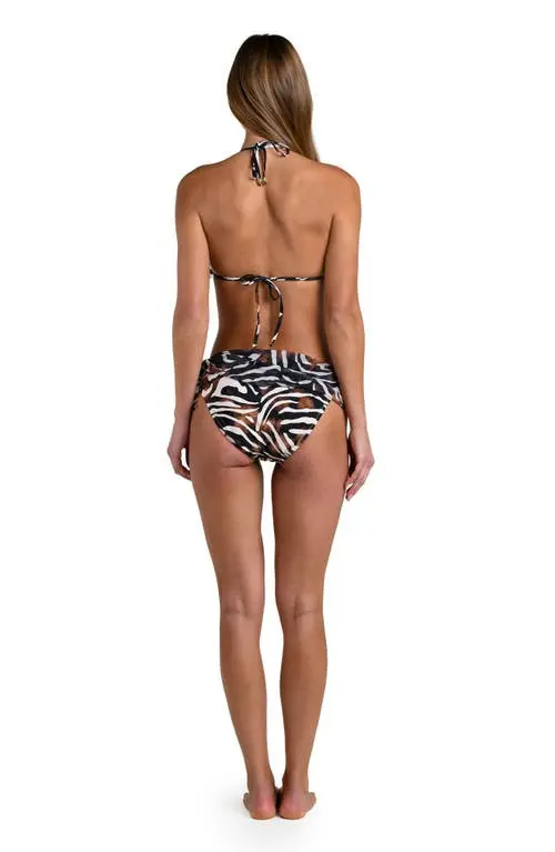 SUNSHINE 79 Ruffled Triangle Bikini Top - Brown Multi