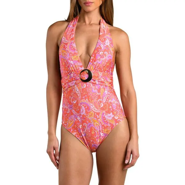 SUNSHINE 79 Paisley Daze Halter One-piece Swimsuit - Orange Multi