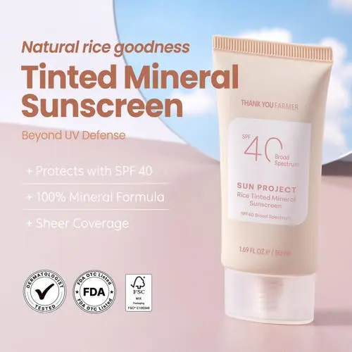 THANK YOU FARMER Sun Project Rice Tinted Mineral Sunscreen