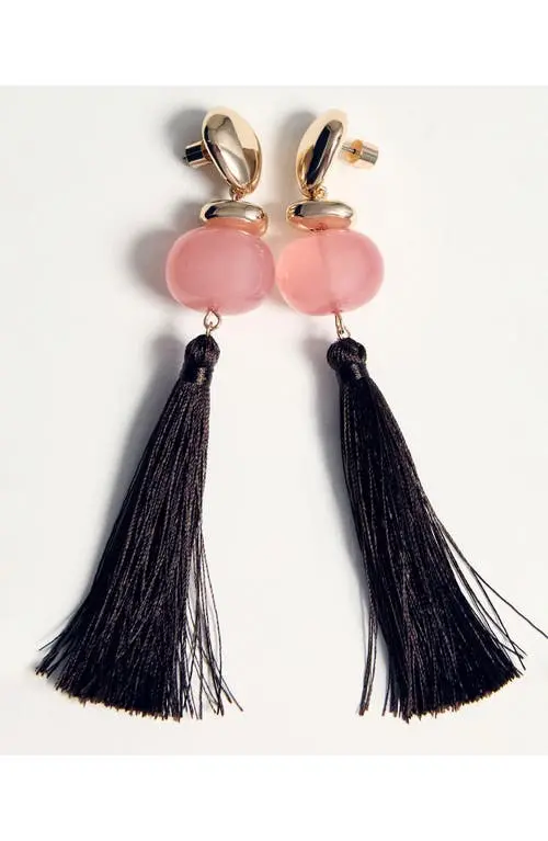 Mango Tasseled Drop Earrings With Resin Stones