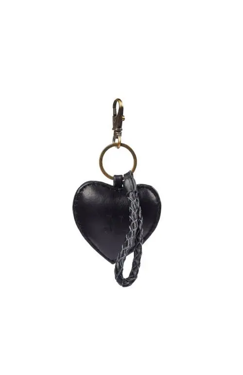 MANDRN Leather Puffy Heart Keychain - Black
