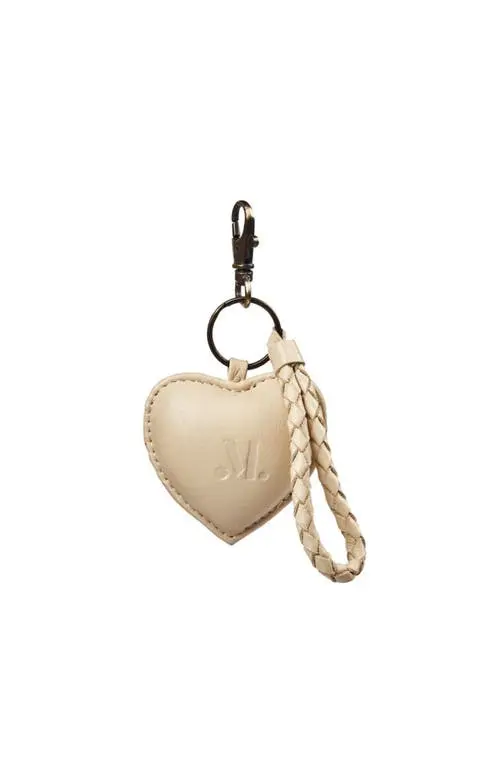 MANDRN Leather Puffy Heart Keychain - Bone