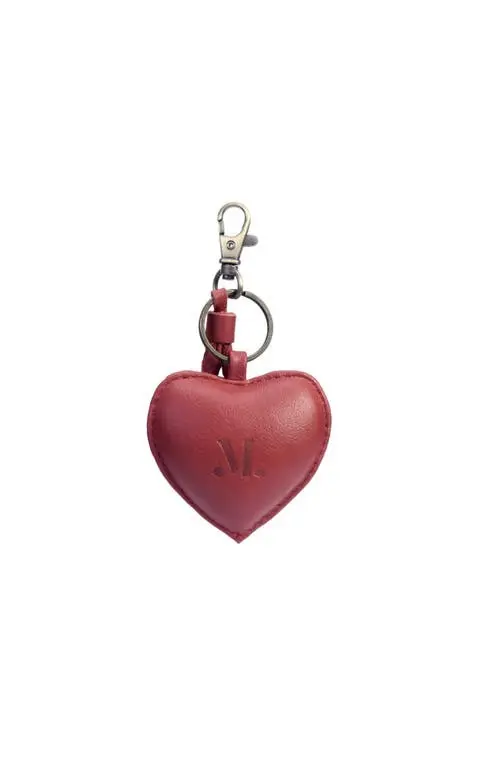 MANDRN Leather Puffy Heart Keychain - Red