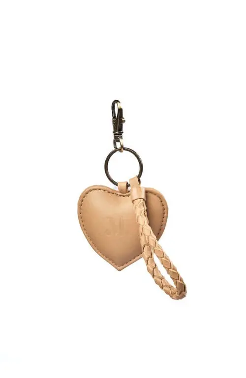 MANDRN Leather Puffy Heart Keychain - Sand