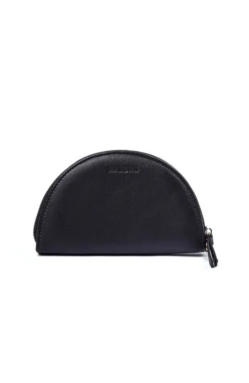 MANDRN Leather Halfmoon Wallet - Black