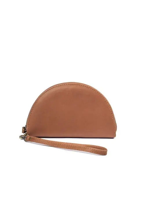 MANDRN Leather Halfmoon Wallet - Tan