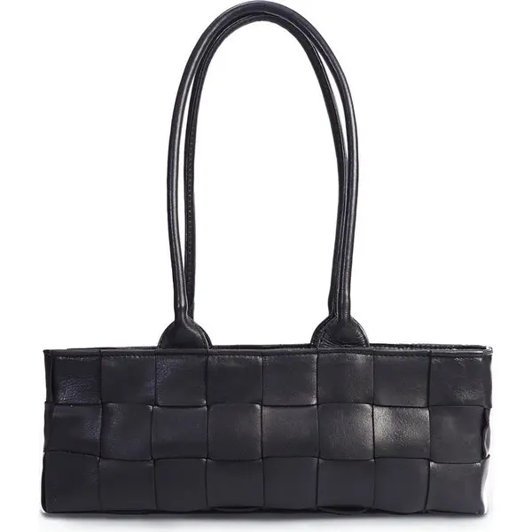 MANDRN Woven Leather Shoulder Bag - Black