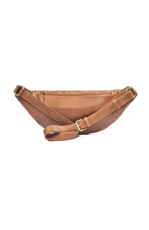 MANDRN Woven Leather Crossbody Bag - Tan