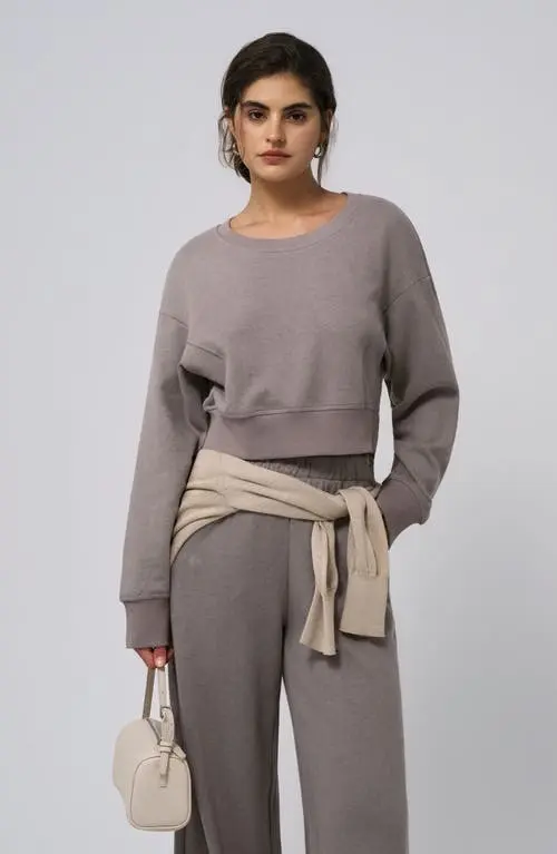 JUANA Hemp Essentials Fleece Cropped Sweater - Gray