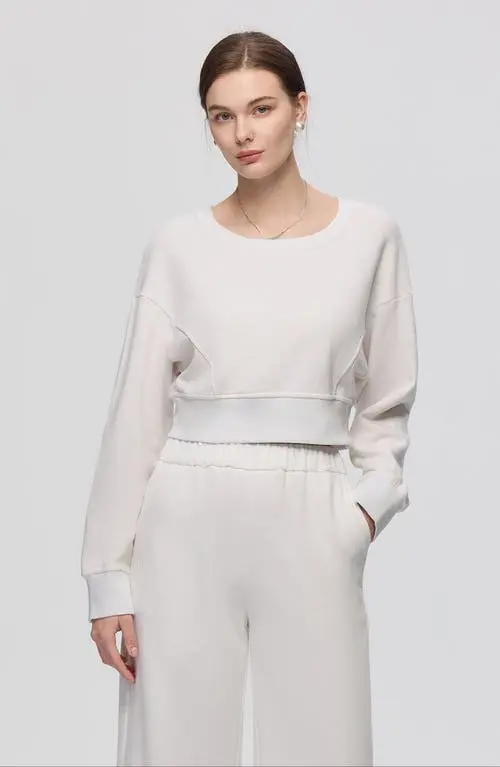 JUANA Hemp Essentials Fleece Cropped Sweater - White