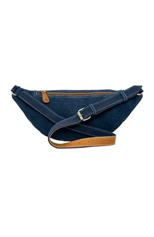 MANDRN Leather Crossbody Bag - Blue