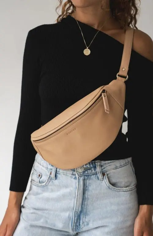 MANDRN Leather Crossbody Bag - Sand