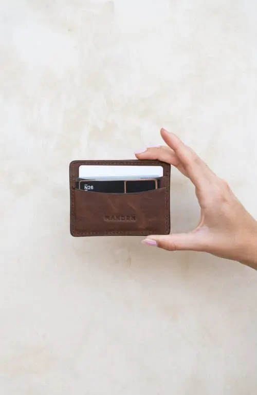 MANDRN Leather Cardholder - Saddle (dark)