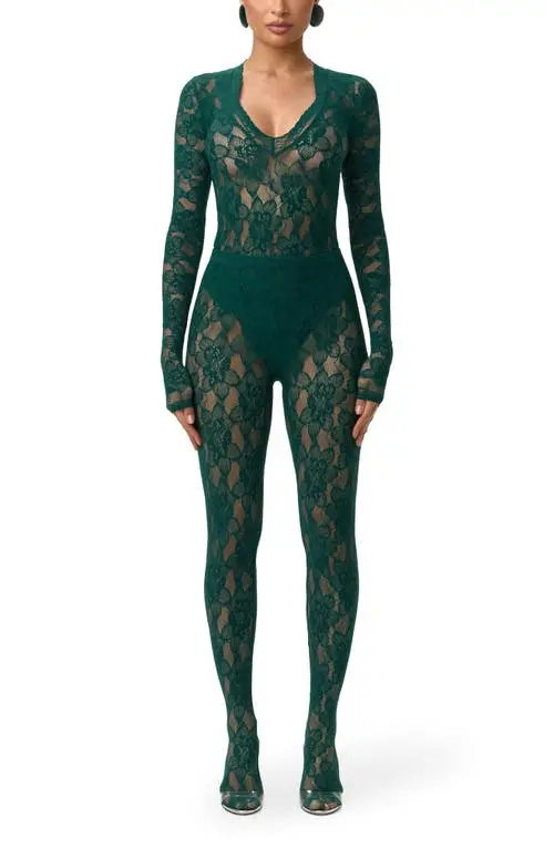 Naked Wardrobe Lace Closed Toe Leggings
