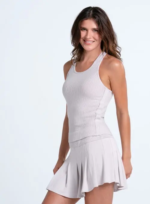 Lucky In Love Ribbed Racerback Tank - Birch