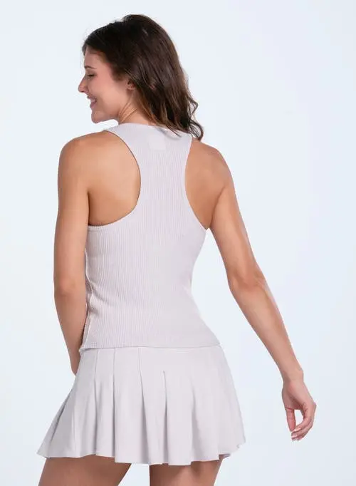 Lucky In Love Ribbed Racerback Tank - Birch