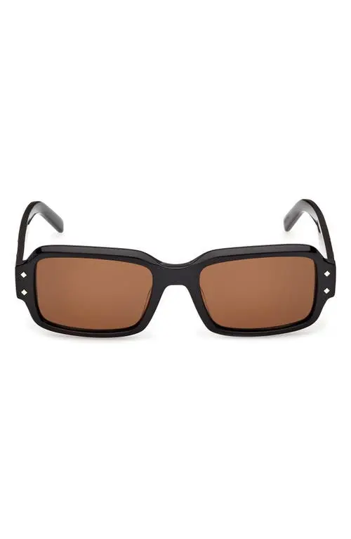 Mcm Rectangular Sunglasses - Shiny Black/solid Cognac